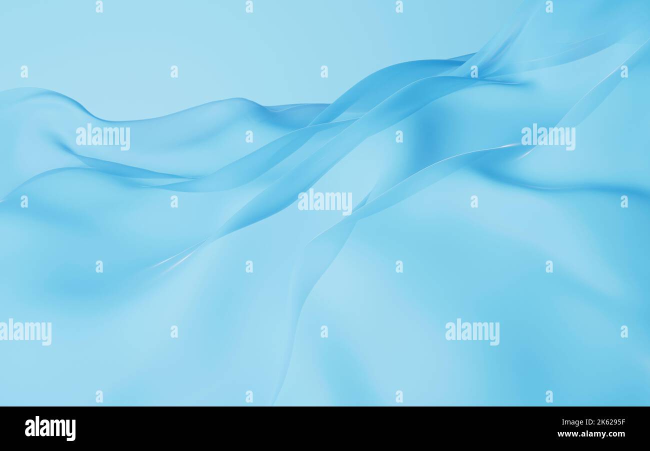 Flowing cyan cloth background, 3d rendering. Computer digital drawing ...