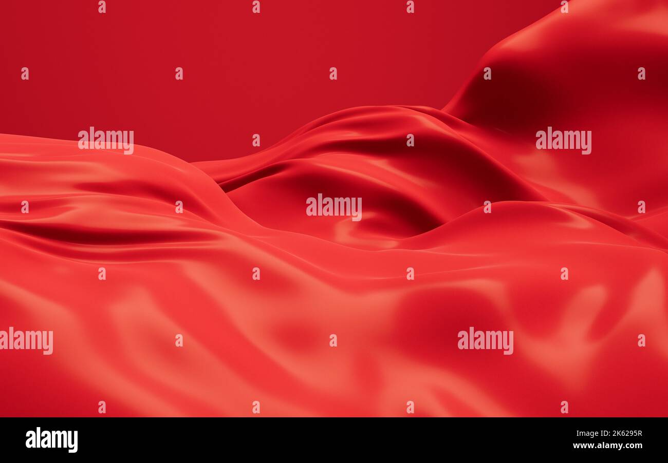 Flowing red cloth background, 3d rendering. Computer digital drawing ...
