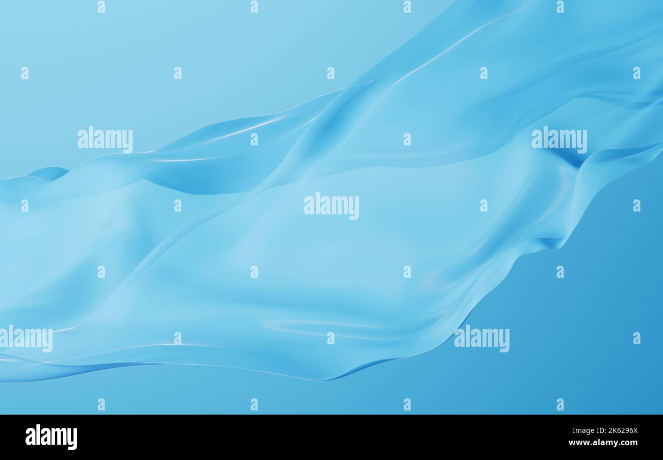 Flowing cyan cloth background, 3d rendering. Computer digital drawing Stock Photo - Alamy