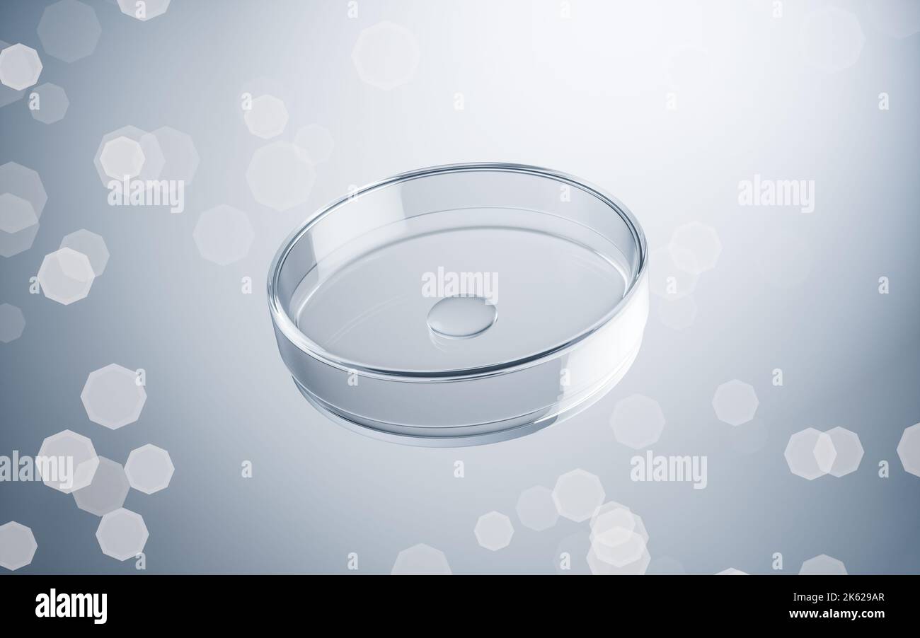Petri dish with blue background, 3d rendering. Computer digital drawing ...