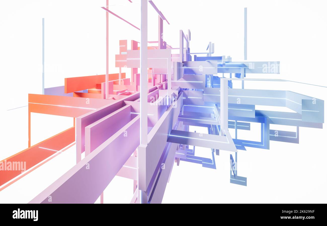 Abstract geometry line structure, 3d rendering. Computer 3d digital ...