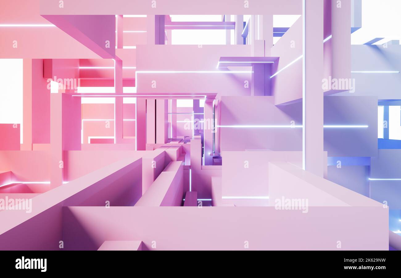 Abstract geometry line structure, 3d rendering. Computer 3d digital ...