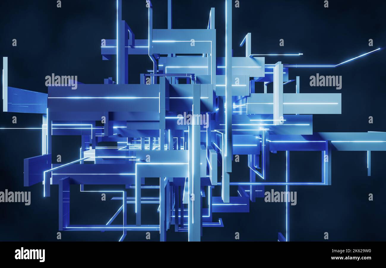 Science and technology line structure, 3d rendering. Computer 3d ...