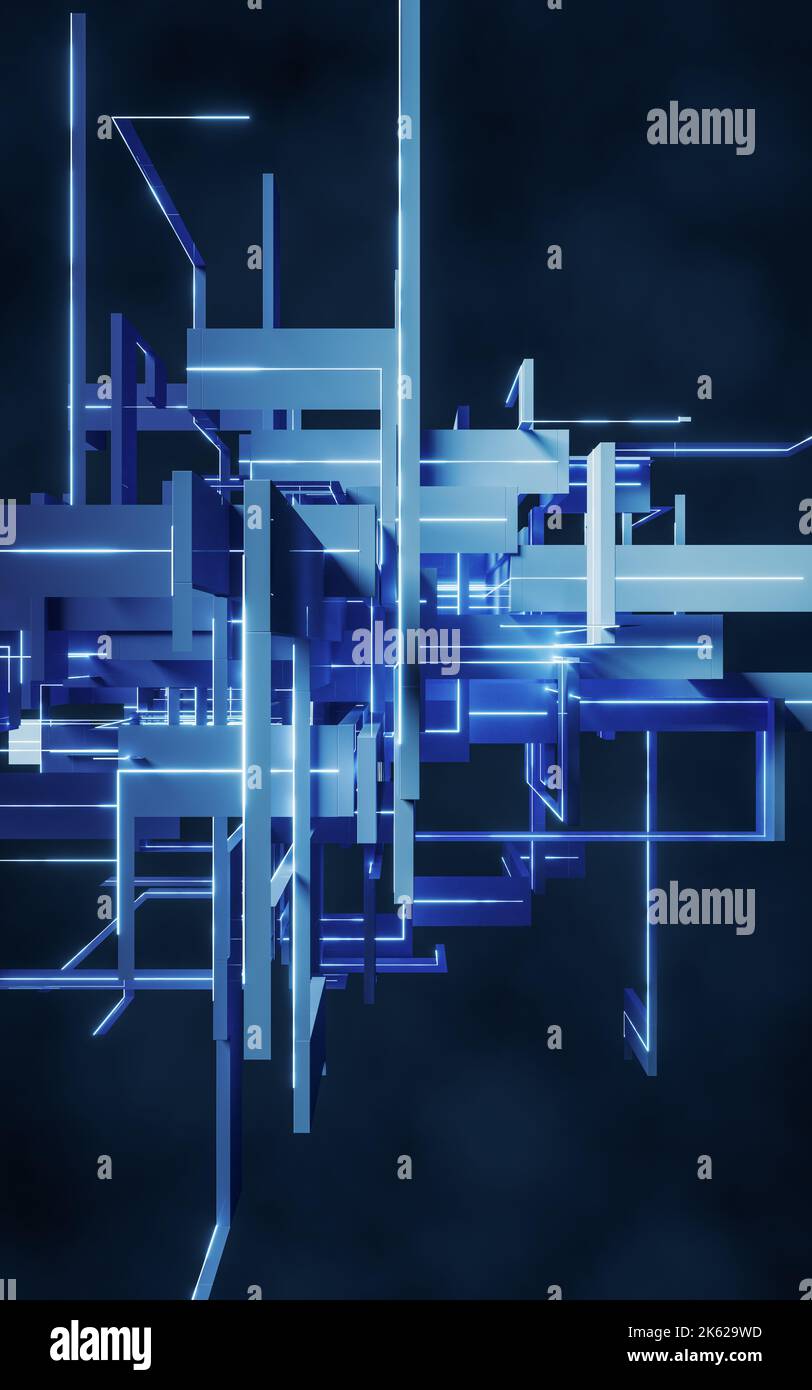 Science and technology line structure, 3d rendering. Computer 3d ...