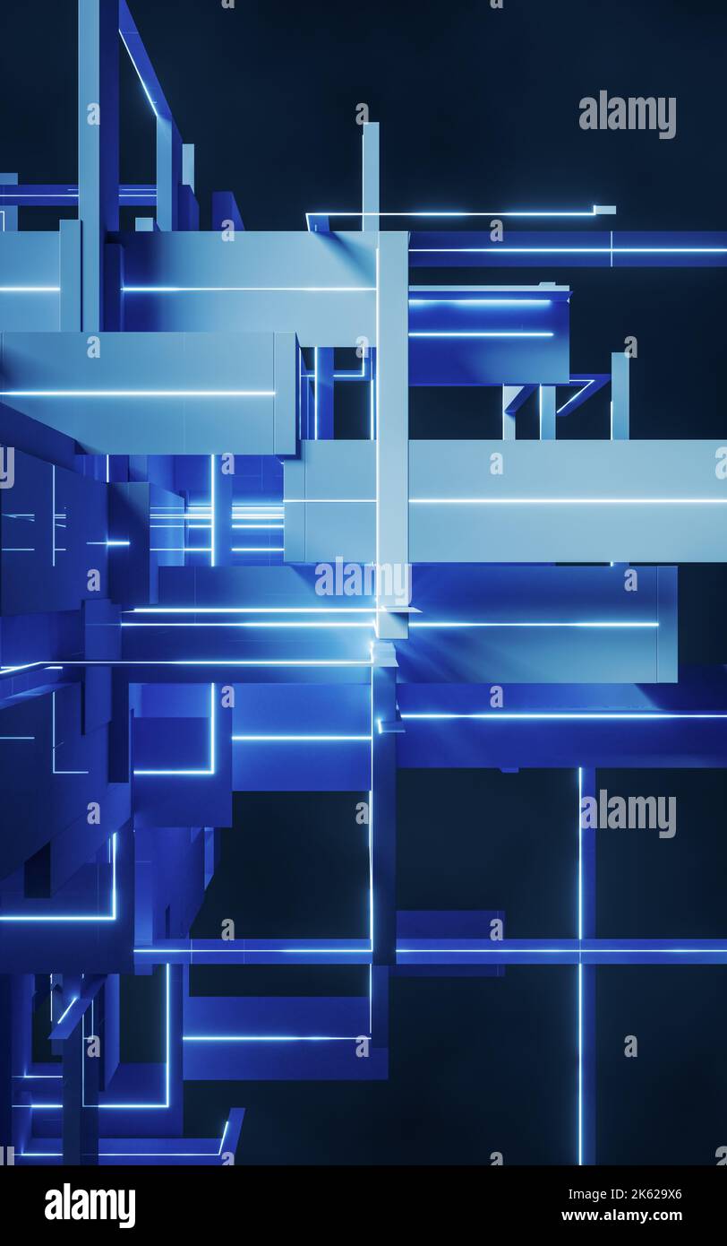 Science and technology line structure, 3d rendering. Computer 3d ...