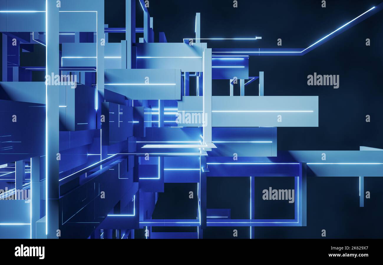 Science and technology line structure, 3d rendering. Computer 3d ...