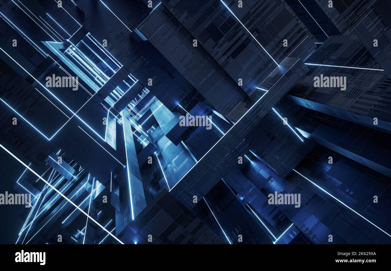 Science and technology line structure, 3d rendering. Computer 3d ...