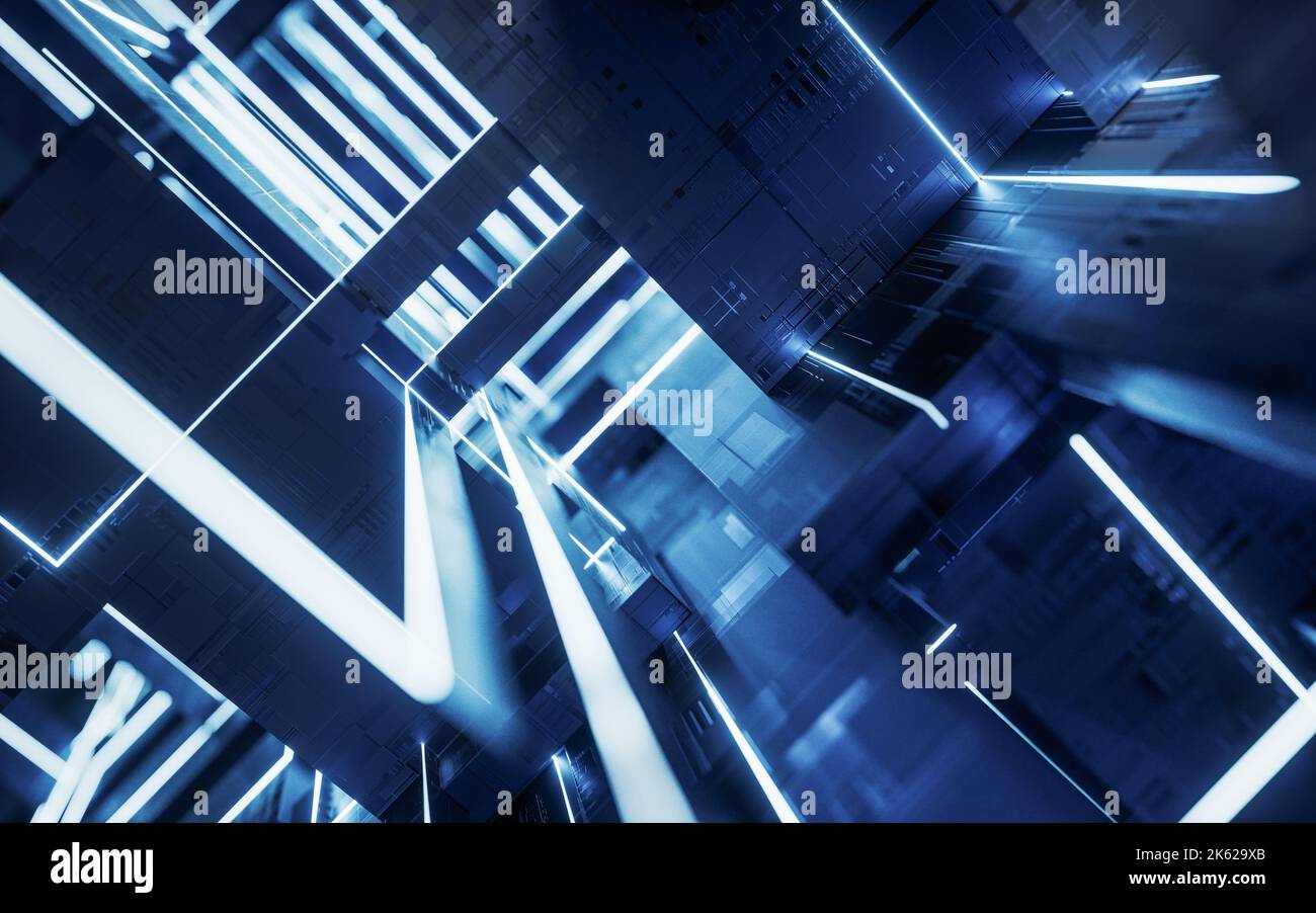 Science and technology line structure, 3d rendering. Computer 3d ...