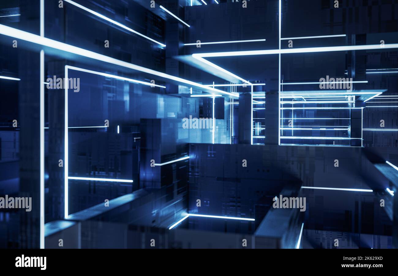Science and technology line structure, 3d rendering. Computer 3d ...