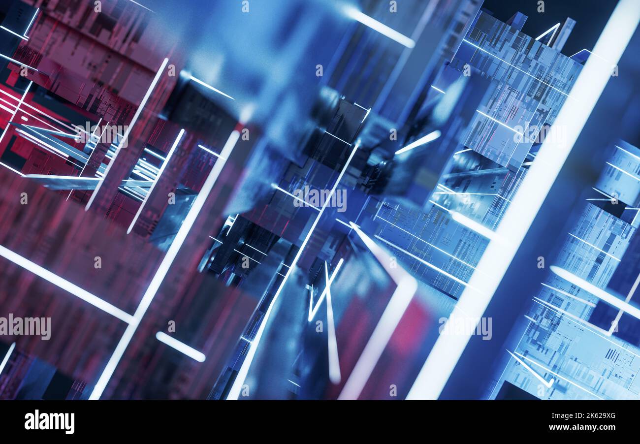 Science and technology line structure, 3d rendering. Computer 3d ...