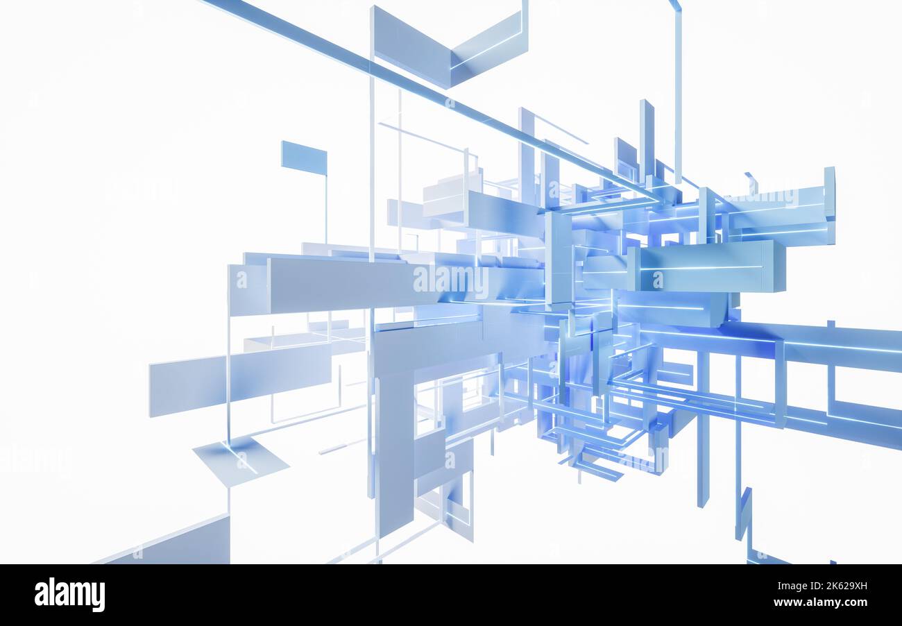 Abstract geometry line structure, 3d rendering. Computer 3d digital ...
