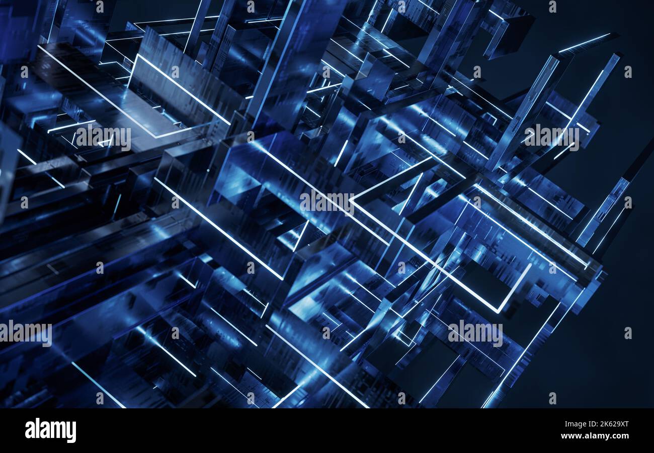 Science and technology line structure, 3d rendering. Computer 3d ...