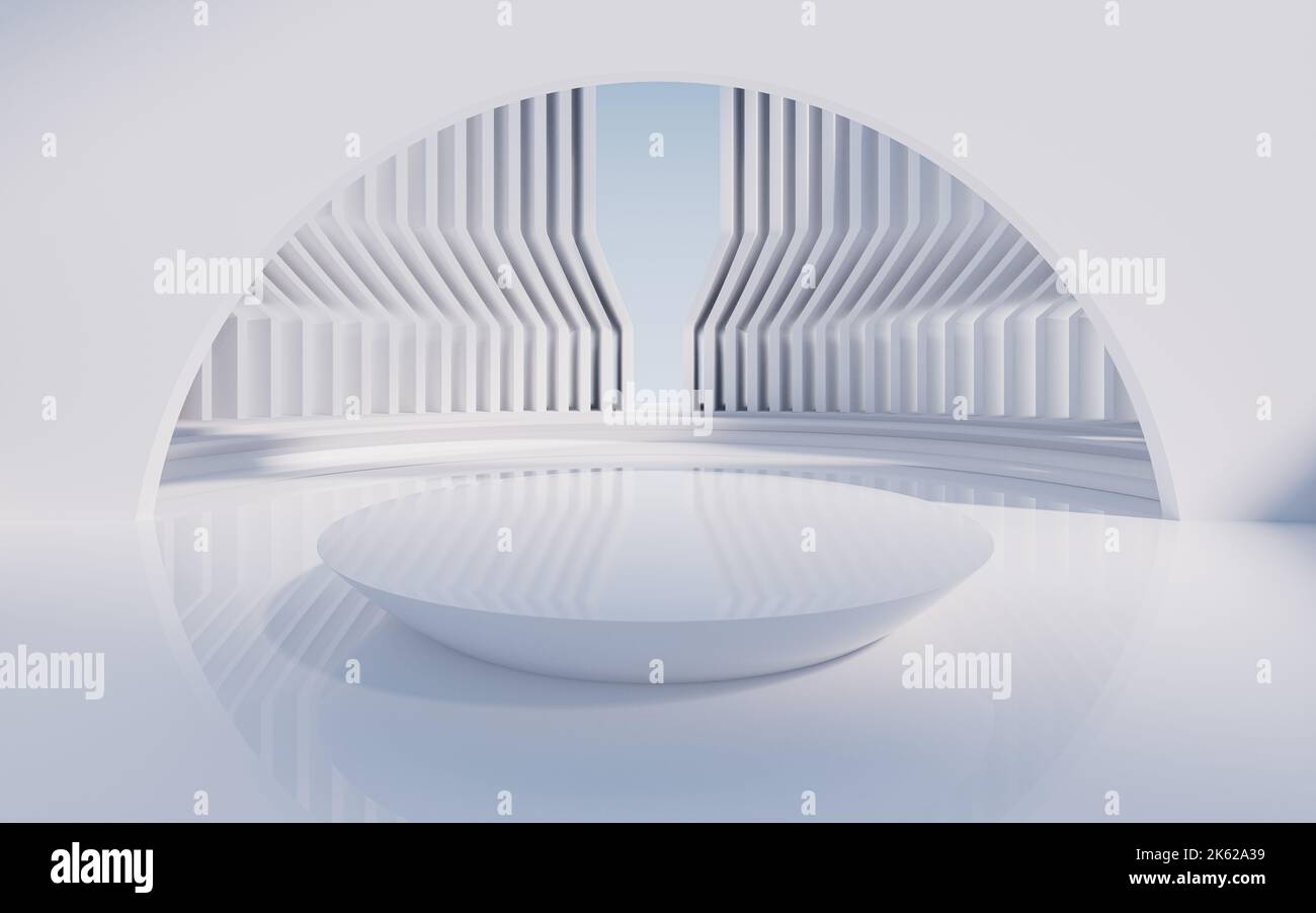 Empty ground with creative geometric structure background, 3d rendering ...