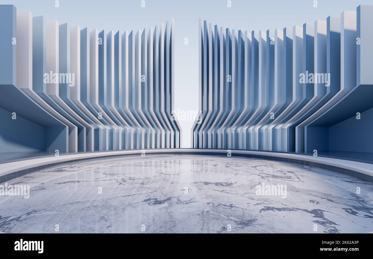 Empty ground with creative geometric structure background, 3d rendering ...