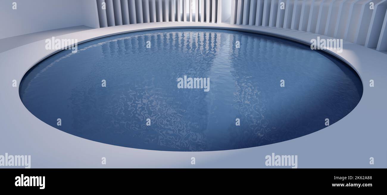 Water surface with creative geometric structure, 3d rendering. Computer ...