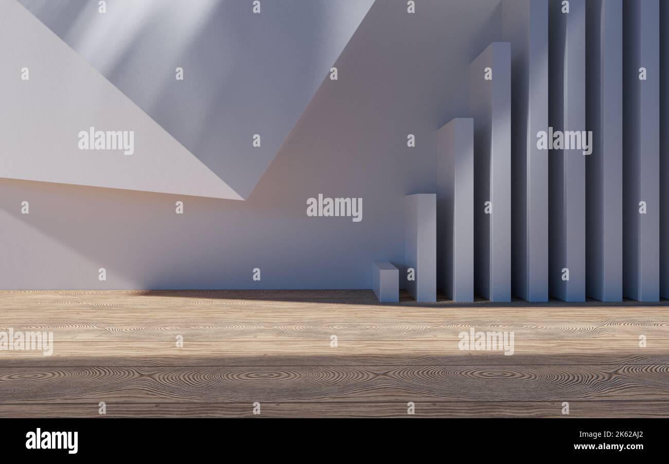 Empty building structure with wood floor, 3d rendering. Computer ...