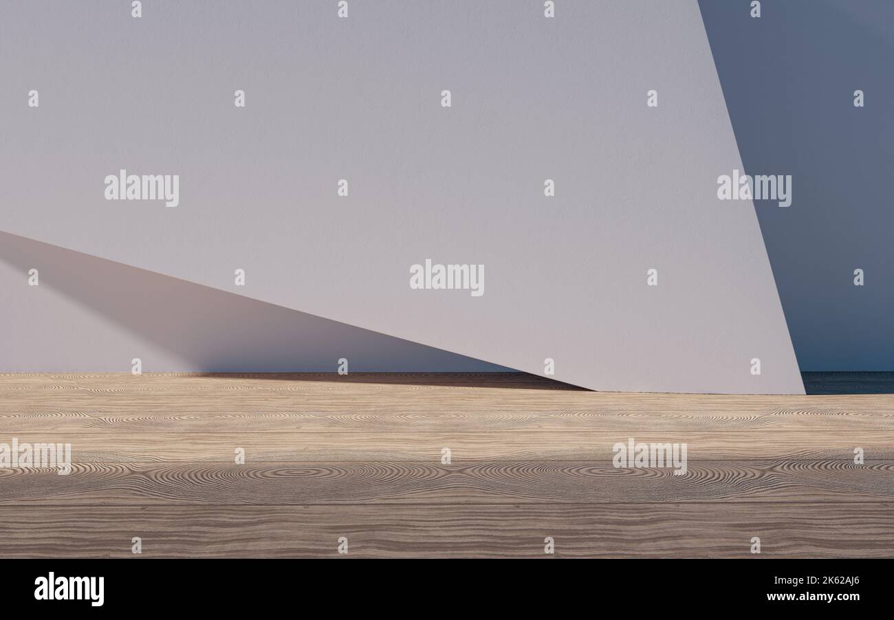 Empty building structure with wood floor, 3d rendering. Computer ...