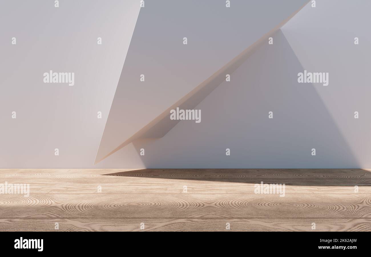 Empty building structure with wood floor, 3d rendering. Computer ...