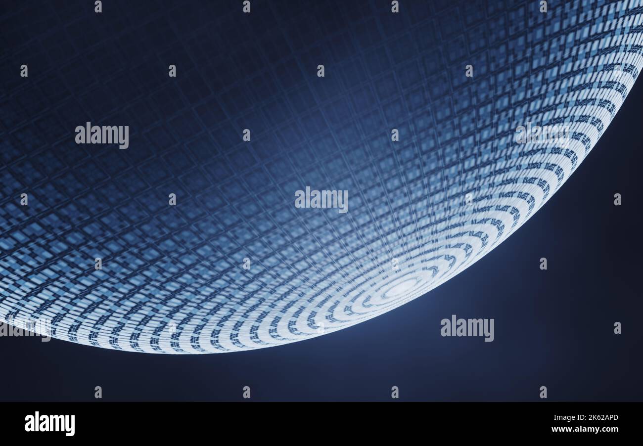 Digital sphere with glowing lines structure, 3d rendering. Computer ...
