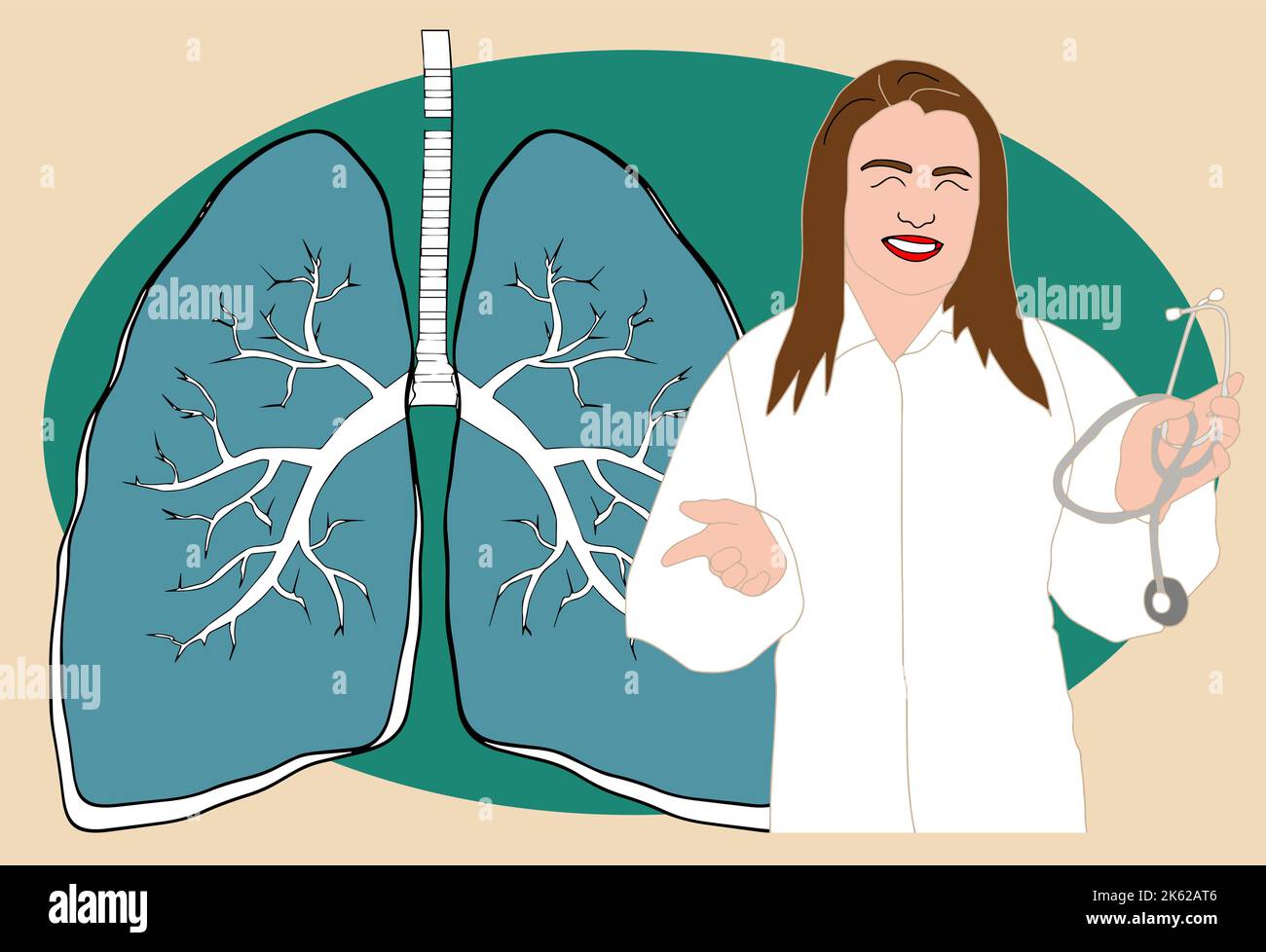 Pulmonology illustration. Flat tiny lungs healthcare persons concept ...