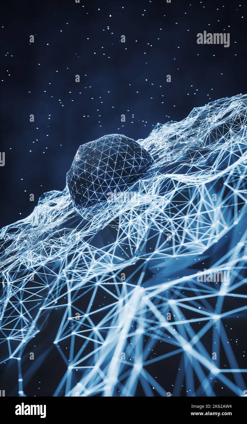 Digital sphere with glowing lines structure, 3d rendering. Computer ...