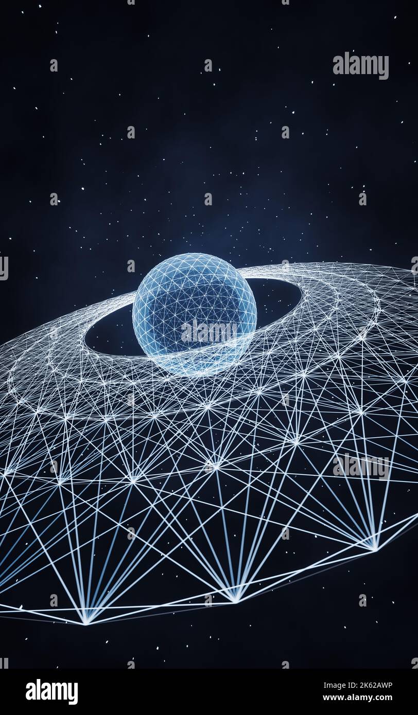 Digital sphere with glowing lines structure, 3d rendering. Computer ...