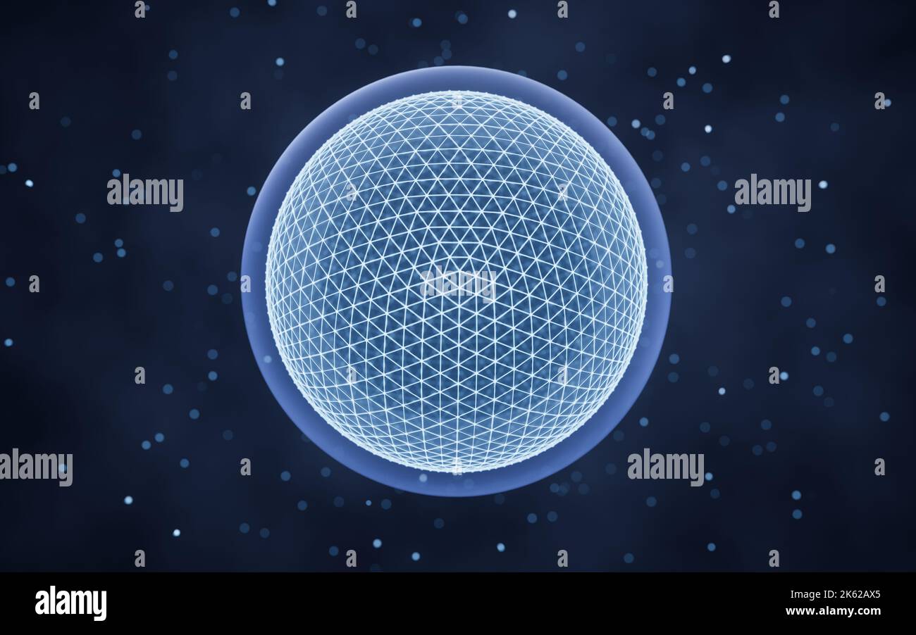 Digital sphere with glowing lines structure, 3d rendering. Computer ...