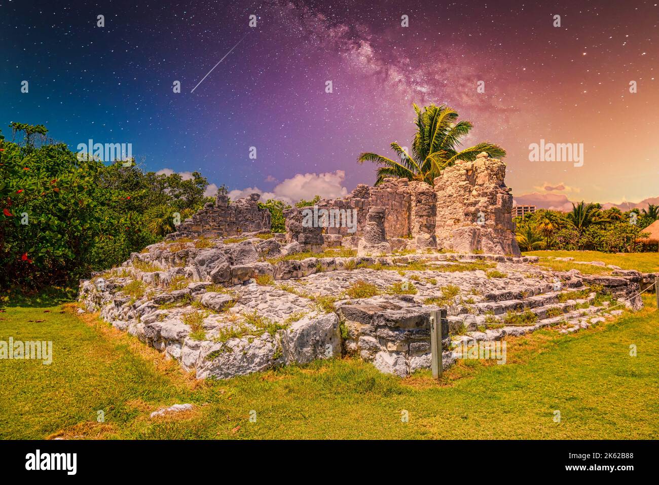 Ancient ruins of Maya in El Rey Archaeological Zone near Cancun ...