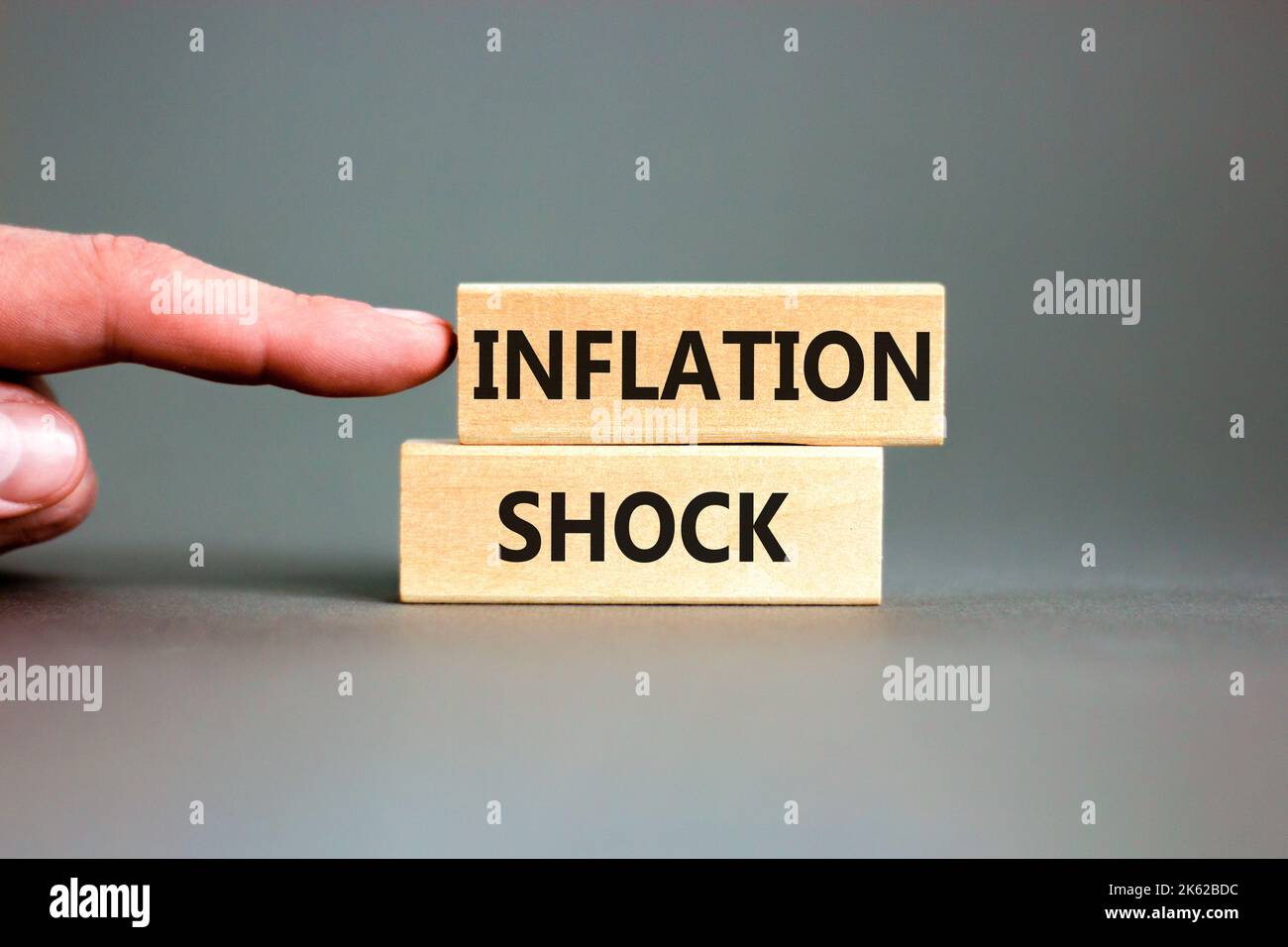 Inflation shock symbol. Concept words Inflation shock on wooden blocks ...