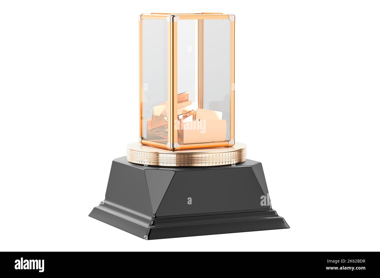 Ballot box golden award concept. 3D rendering isolated on white ...