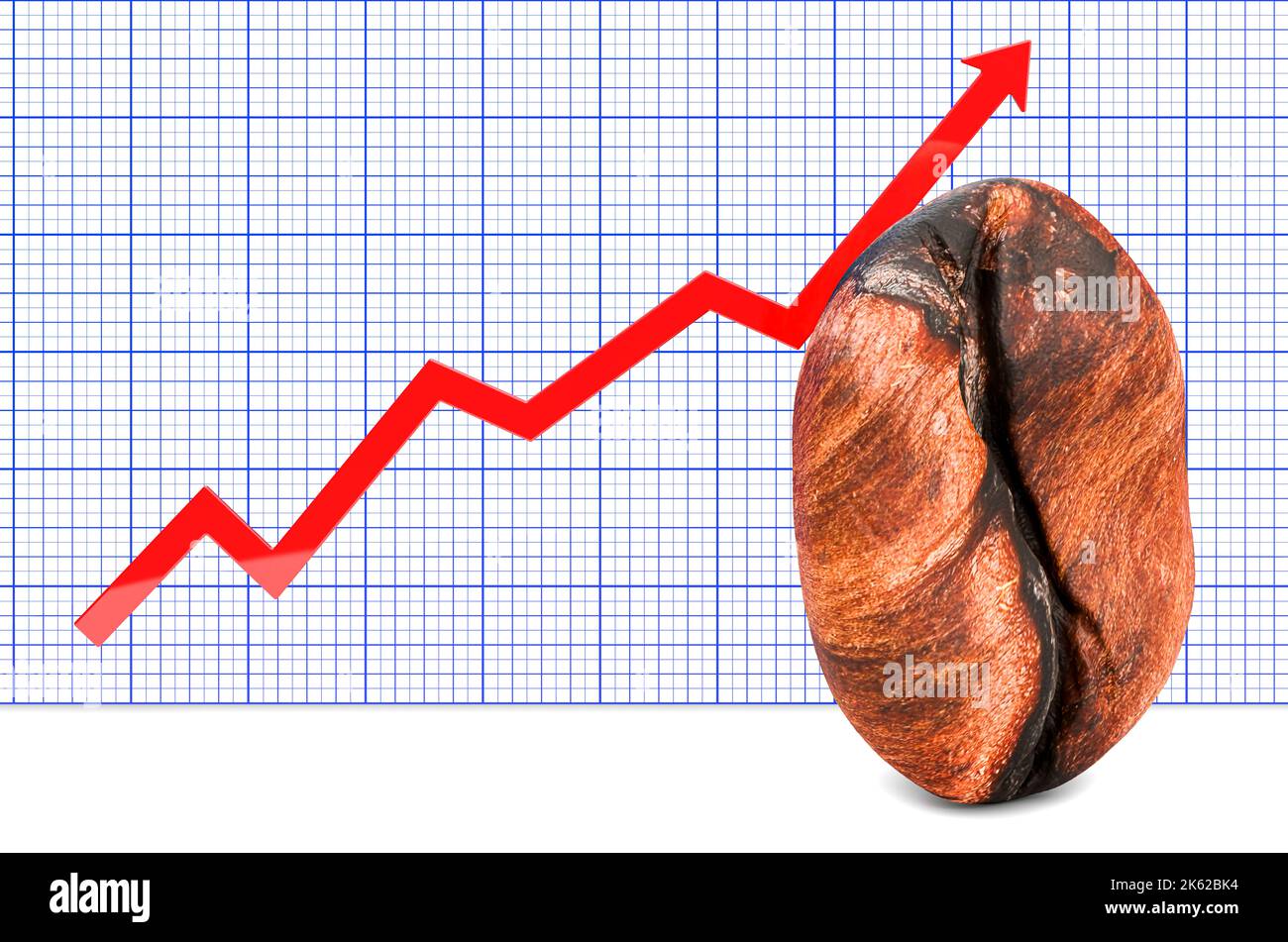Coffee bean with growing chart. 3D rendering isolated on white ...