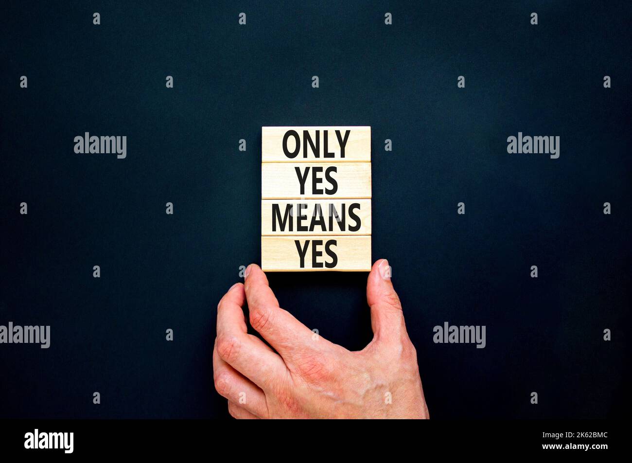 Only yes means yes symbol. Concept words Only yes means yes on wooden ...