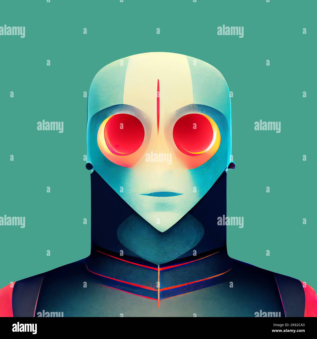 An alien from an extraterrestrial civilization. Robot portrait. Digital ...