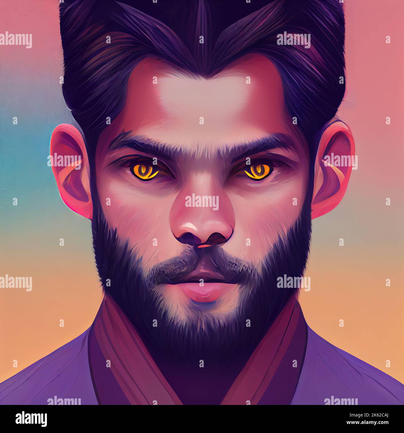 Wolf man portrait. The wolf turned into man. Digital illustration Stock ...