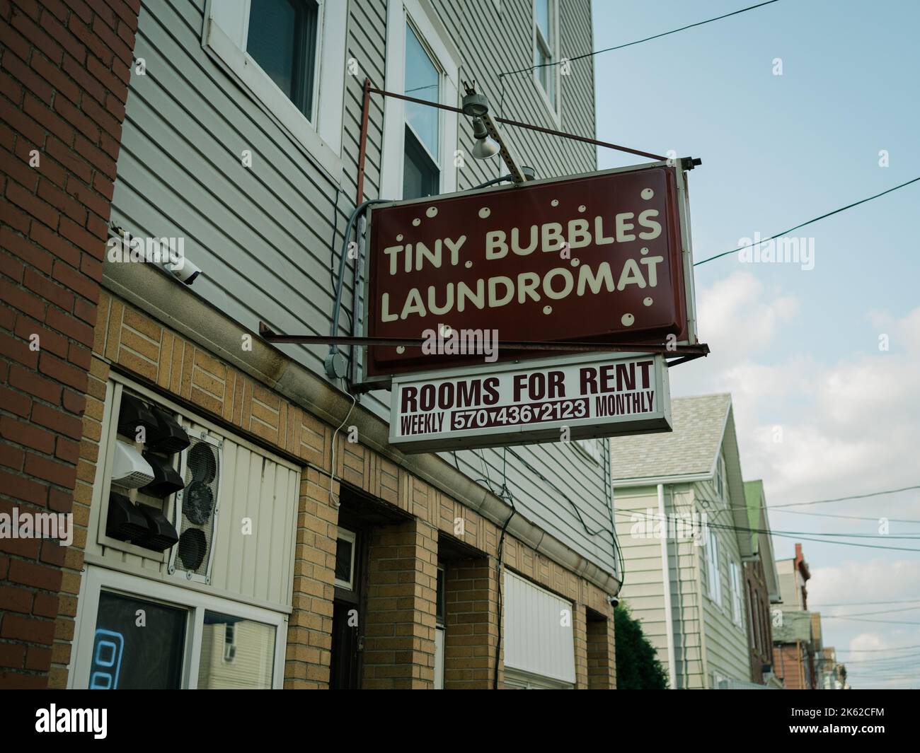Tiny Bubbles Laundromat vintage sign, Freeland, Pennsylvania Stock ...