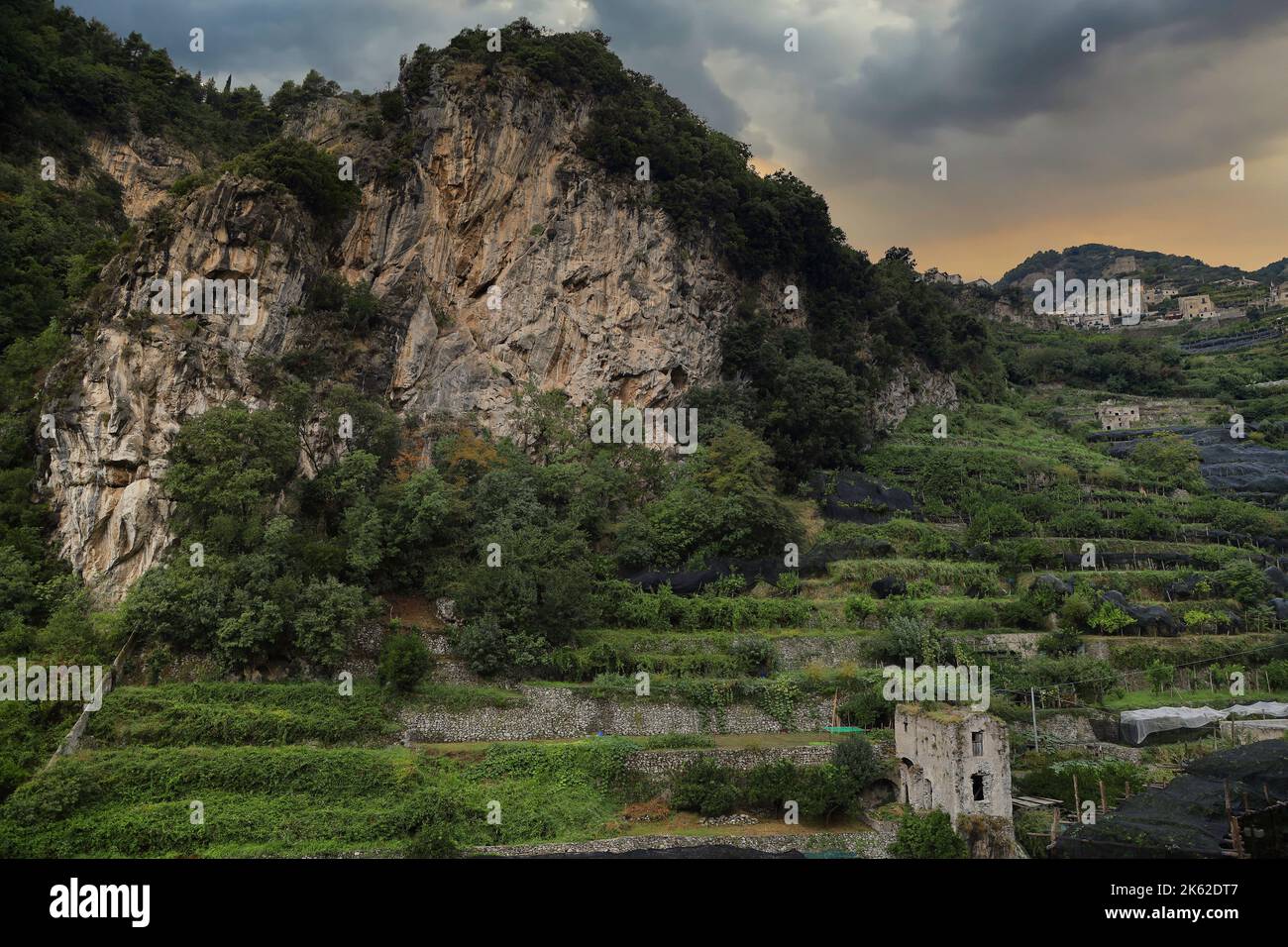 View of the ancient lemon groves in Atrani, Italy Stock Photo - Alamy