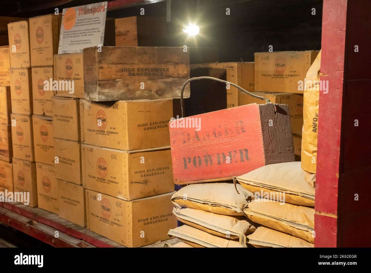 Hutchinson, Kansas - A display of explosives used in salt mining at the ...