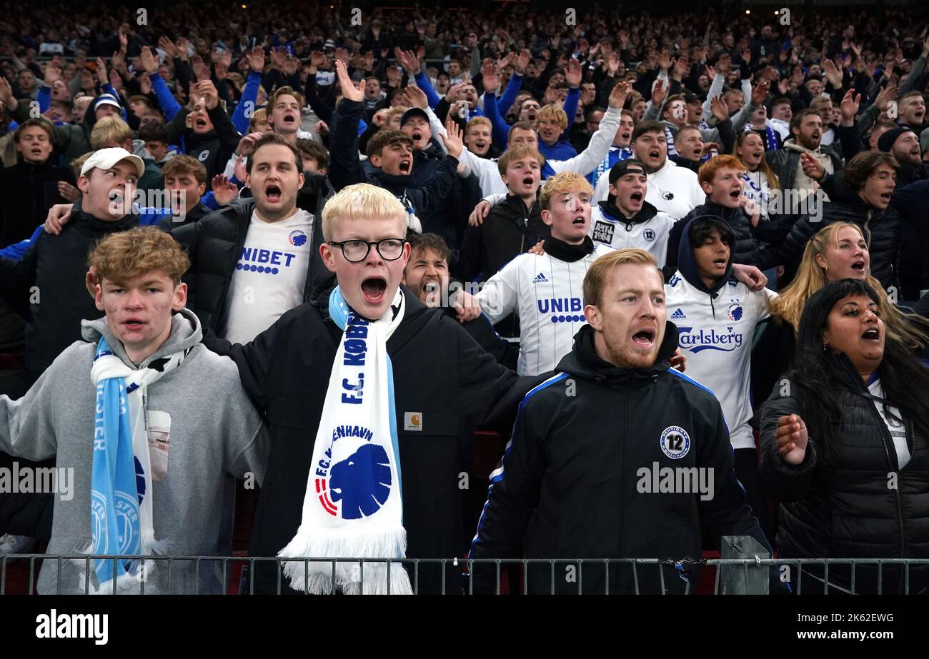 FC Copenhagen fans in the stands before the UEFA Champions League Group ...