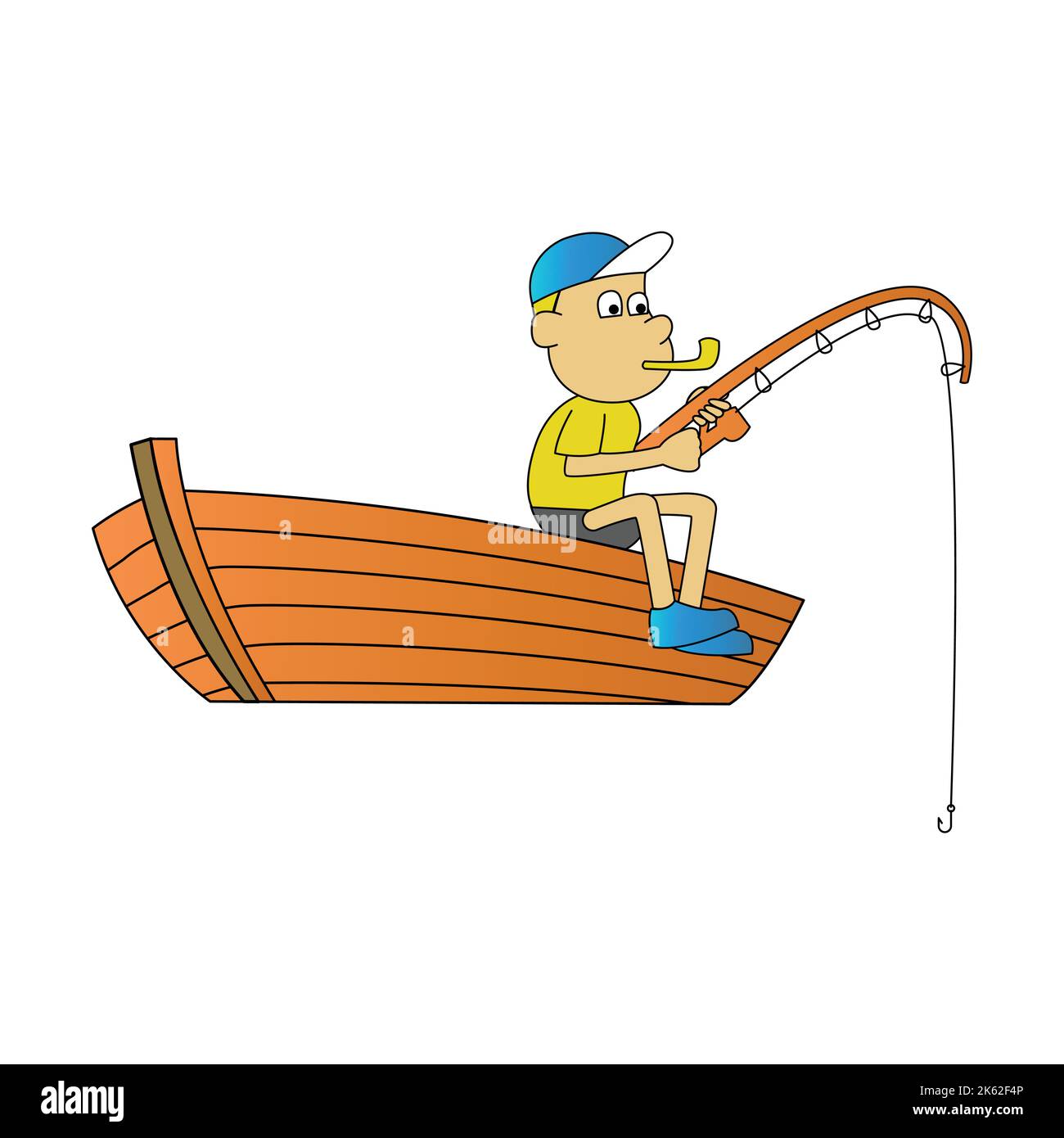 cute of man fishing on cartoon version,vector illustration Stock Vector ...