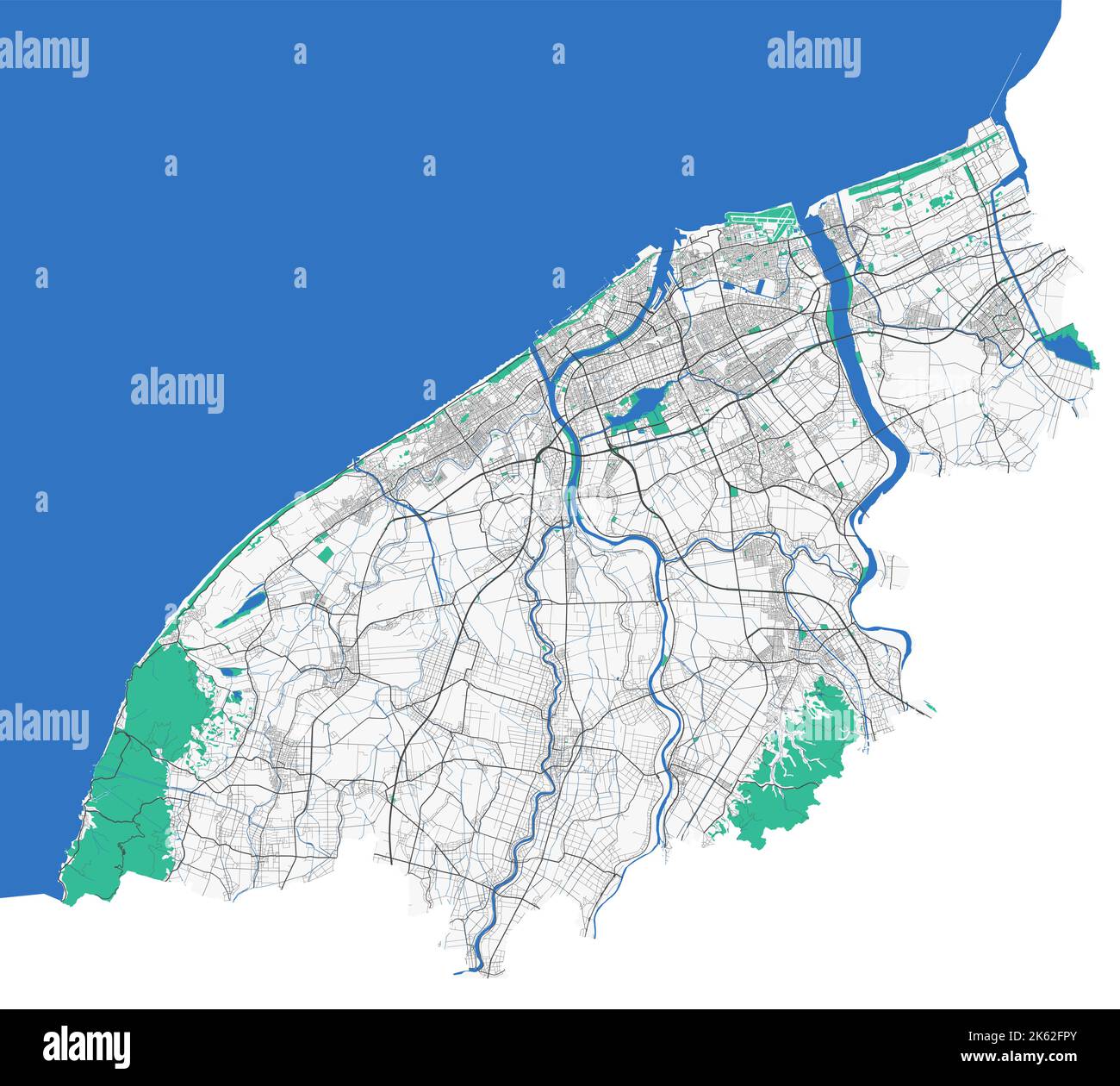 Niigata map. Detailed map of Niigata city administrative area ...