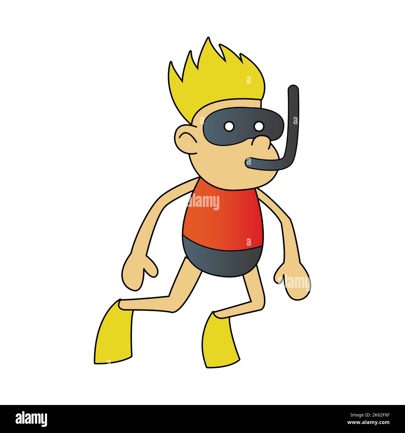 cute of diver on cartoon version,vector illustration Stock Vector Image ...