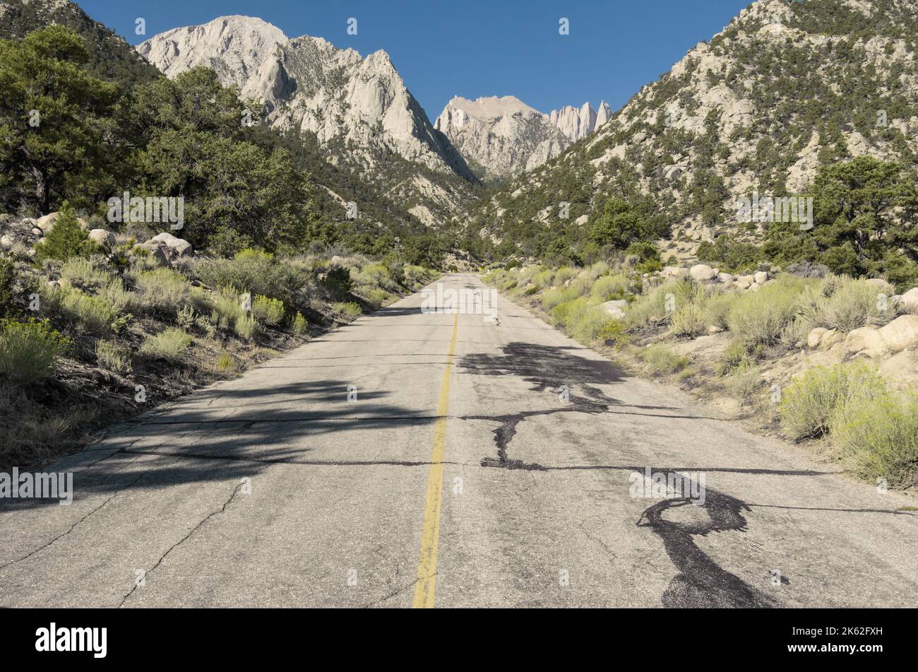 Whitney Portal Road near Lone Pine in the Sierra Nevada range ...