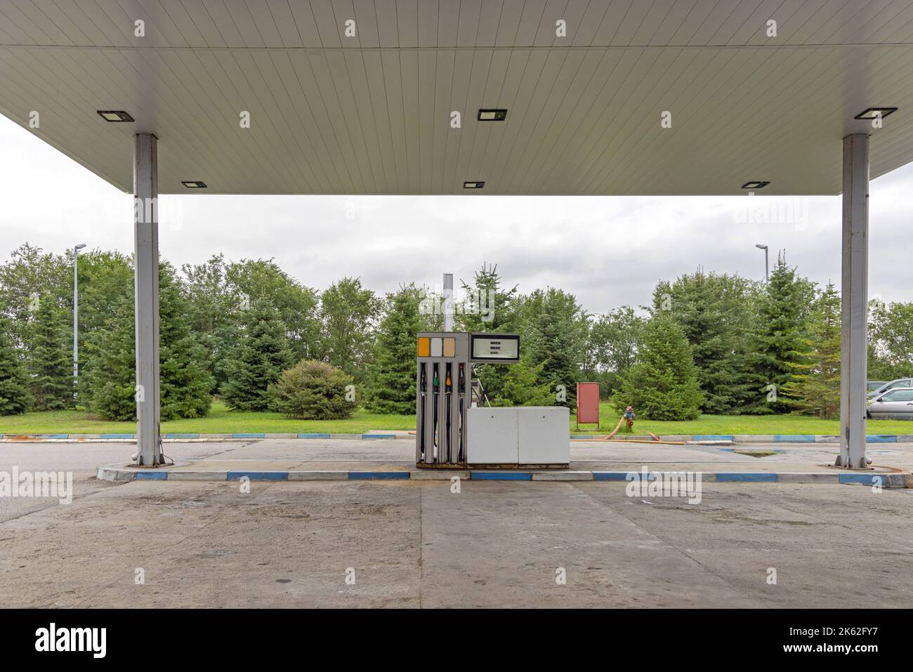One Fueling Position at Old Petrol Station With Cover Roof Structure ...