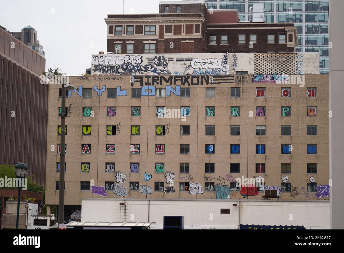 The view of one of the Mural Arts Philadelphia graffiti artworks Stock ...