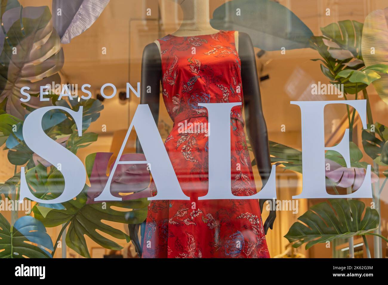 Clothing Shop Window White Letters Seasonal Sale Info Sign Stock Photo ...