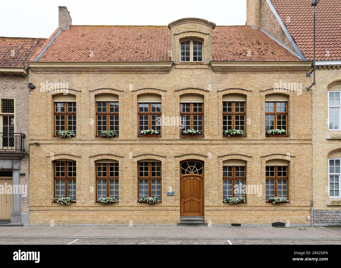 Veurne, West Flanders Region - Belgium - 07 18 2021 Rectanguar facade ...