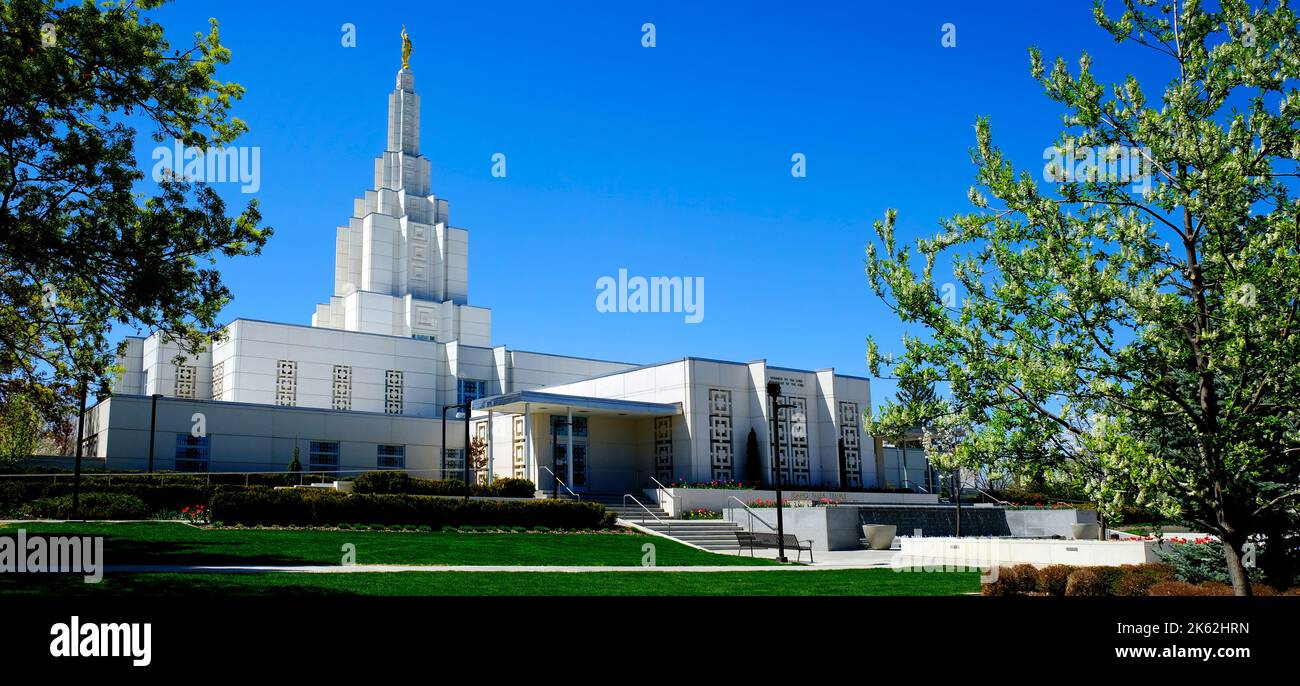 Idaho Falls LDS Mormon Latter Day Saint Temple with Blue Sky Religion ...