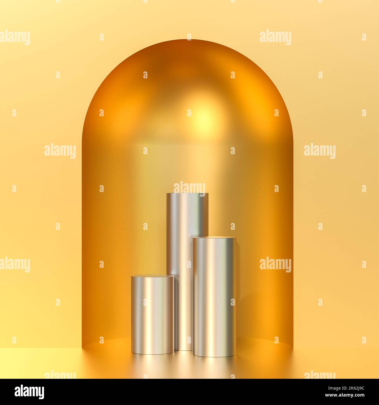 abstract niche background with 3 gold podiums. 3d render Stock Photo ...