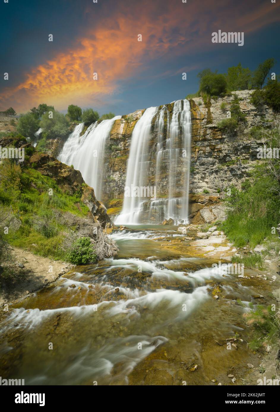 Magnificent view of Tortum waterfall in the morning. Turkey's largest ...