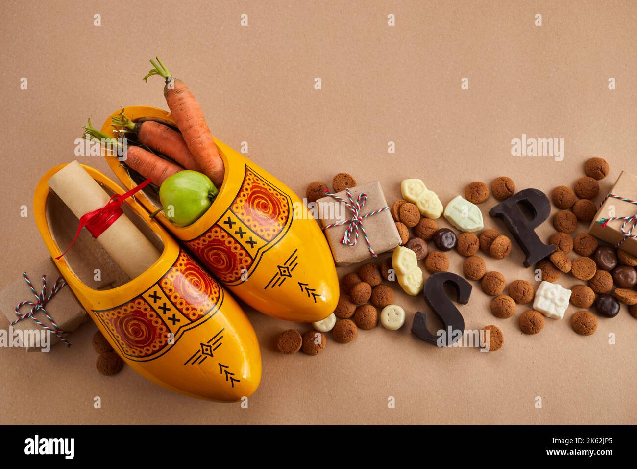 Saint Nicholas - Sinterklaas day with shoe, carrot and traditional ...